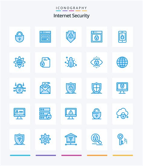 Creative Internet Security 25 Blue Icon Pack Such As Document Internet Globe Security