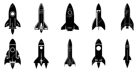 Premium Vector Rocket Icons Set Black Spaceship Icon Isolated Rocket Launching Sign Vector