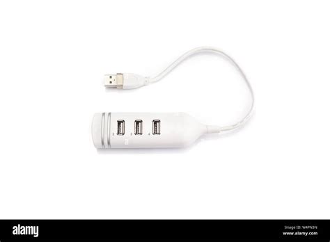 White USB Hub On White Background Stock Photo Alamy