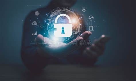 Cybersecurity And Privacy Concepts To Protect Data Padlock Icon And Internet Network Security