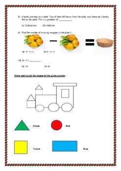 Math Practice Questions Addition Subtraction Shapes Story Sums