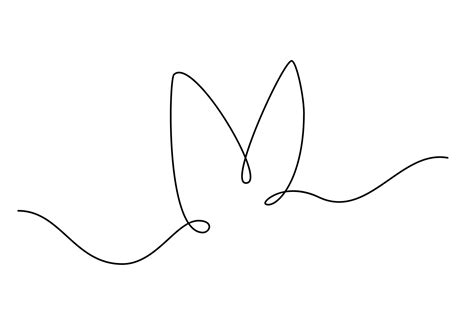 Easter Bunny With Heart Continuous One Line Drawing Rabbit Simple Image Minimalist Vector