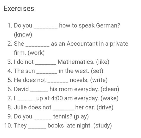Present Indefinite Tense English Assignment Teachmint
