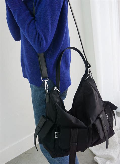 비미 나일론 투포켓 숄더백