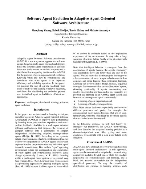 Pdf An Adaptive Agent Oriented Software Architecture