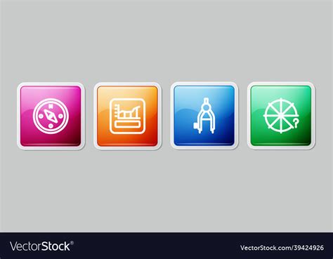 Set Line Compass Graph Schedule Chart Diagram Vector Image