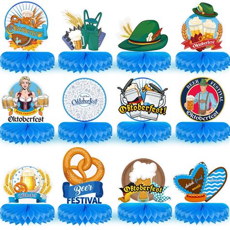 Qilery 12 Pcs Oktoberfest Honeycomb Centerpieces