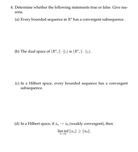 solved 4 determine whether the following statements true or