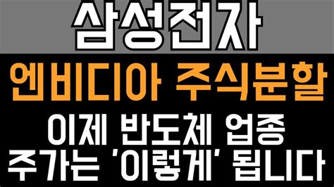 삼성전자 주가전망 엔비디아 주식 분할 이제 반도체 업종 주가는 이렇게 됩니다 Youtube