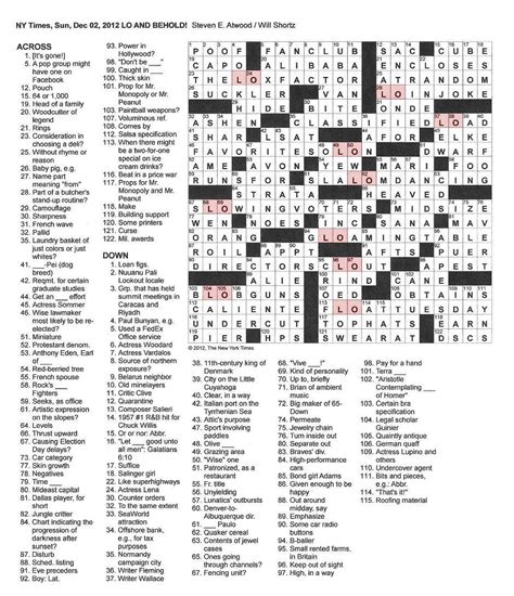 Free Printable New York Times Sunday Crossword Puzzles Free Printable