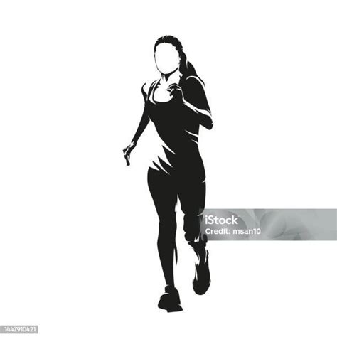 실행 실행 여자 로고 추상 고립 된 벡터 실루엣 전면 보기 잉크 그리기 한 명의 여자만에 대한 스톡 벡터 아트 및 기타 이미지 한 명의 여자만 로고 스포츠 Istock