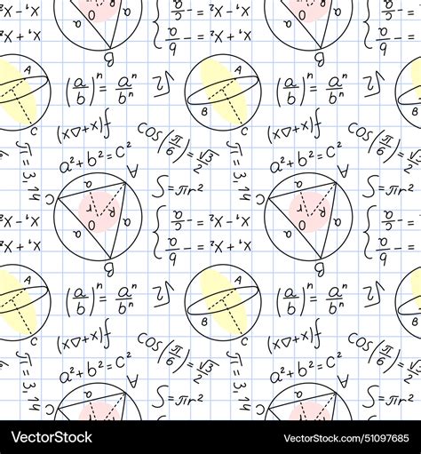 Seamless Math Formulas Pattern School Equations Vector Image