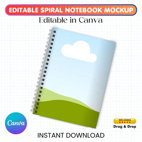 Spiral Notebook Mockup Template Spiral Bound Notebook Mockup Spiral Notebook Template Drag