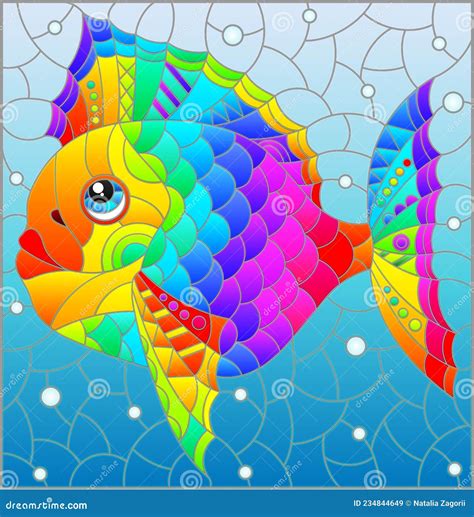 Illustration En Vitrail Avec Un Scalaire De Poisson Arc En Ciel