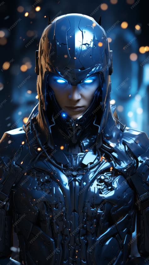 Premium Ai Image Wallpaper Of A Cybernetically Enhanced Character With Glowing Augmentations