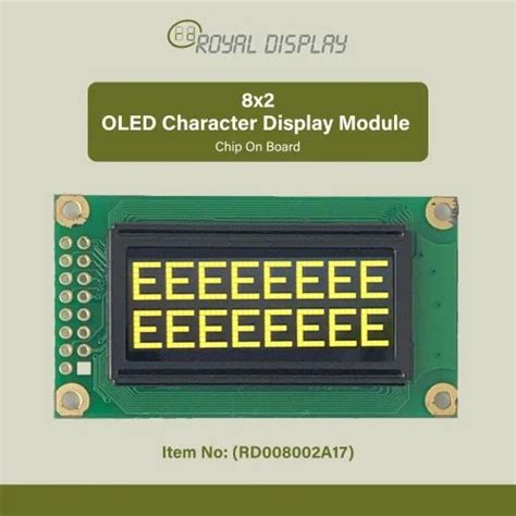 8x2 oled character display module rd008002a17 yellow at rs 240 piece vasai west thane id
