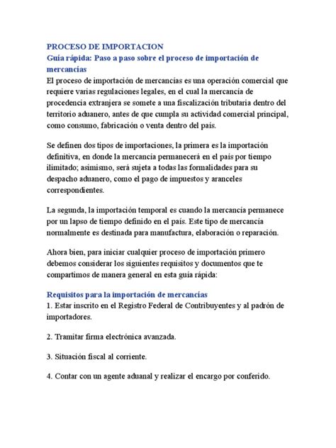 Proceso de Importacion | PDF | Arancel | Comercio