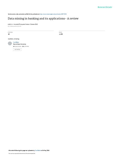 Data Mining In Banking And Its Applications A Rev Pdf Data Mining Cluster Analysis