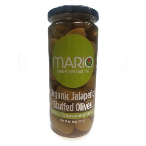 Organic Jalapeno Stuffed Olives By Mario Camacho Foods 10 Ounce Buy