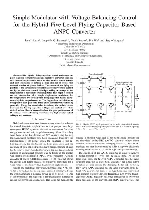 Pdf Simple Modulator With Voltage Balancing Control For The Hybrid Five Level Flying Capacitor