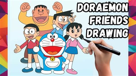 How To Draw Doraemon And His Friends Popular Cartoon Easy Step By Step Drawing Tutorial Youtube