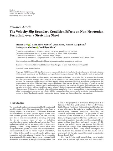 Pdf The Velocity Slip Boundary Condition Effects On Non Newtonian Ferrofluid Over A Stretching