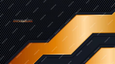 Premium Vector Dark Abstract Background With Black Overlap Layers Texture With Golden Effect