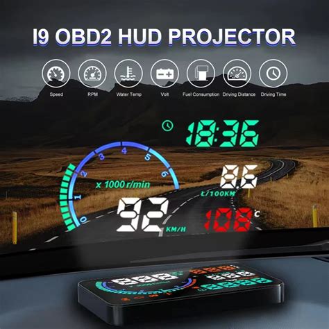 머스탱 디플렉터 Hud 헤드업 디스플레이 헤드업디스플레이 I9 Obd2 Hud 헤드업 디스플레이 자동차 속도계 앞 유리 프로젝터