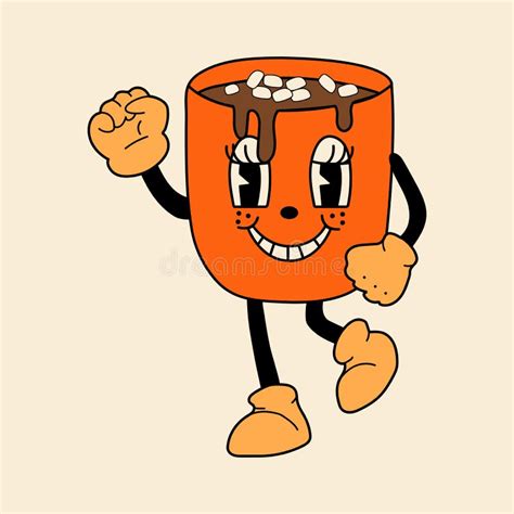 Retro Cup Of Hot Drink 30s Cartoon Mascot Character 40s 50s 60s