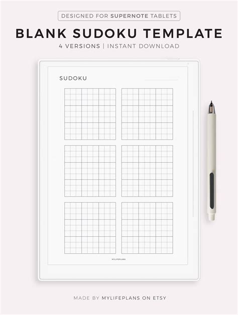 Blank Sudoku Templates Sudoku Grid Template Supernote Templates A5 A5X A6 A6X A6X2 Instant