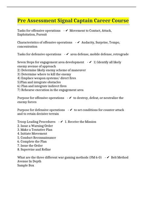 Pre Assessment Signal Captain Career Course Pre Assessment Signal Captain Career Course