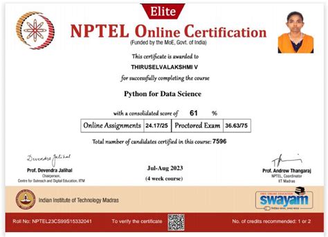 Thiruselvalakshmi V On Linkedin Nptel Pythonfordatascience