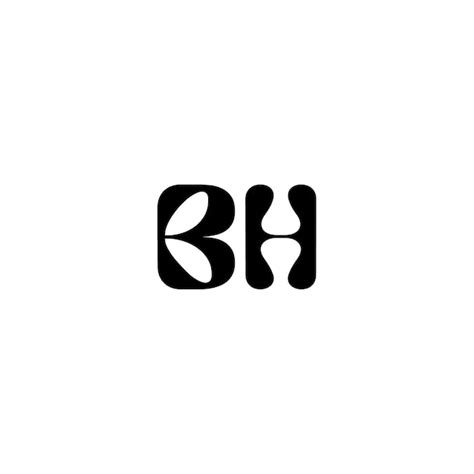 bh 모노그램 로고 디자인 문자 텍스트 이름 기호 흑백 로고타입 알파벳 문자 단순 로고 프리미엄 벡터