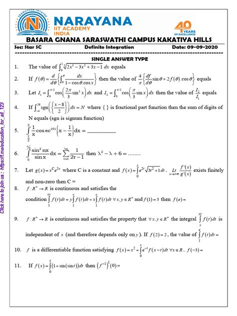 Definite Integration Hardcore Dpps Pdf Analysis Mathematical Relations