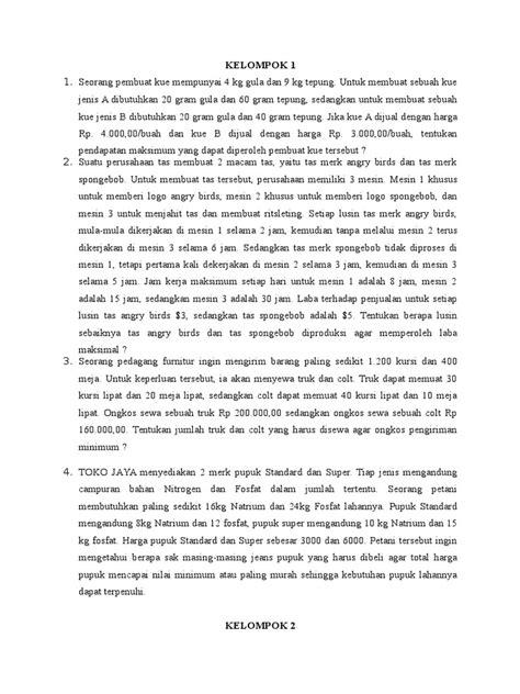 Pdf Soal Linear Programming Dokumen Tips
