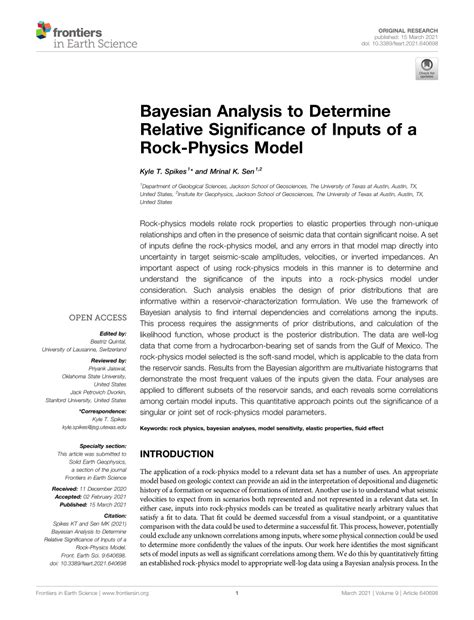 Pdf Bayesian Analysis To Determine Relative Significance Of Inputs Of