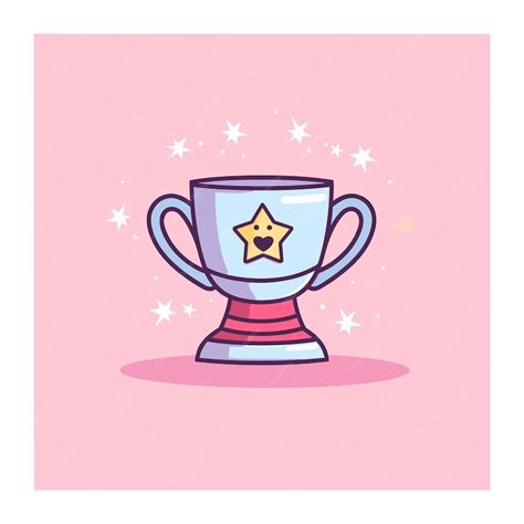 Premium Vector A Cute Drawing Of A Trophy 2d Simple Flat