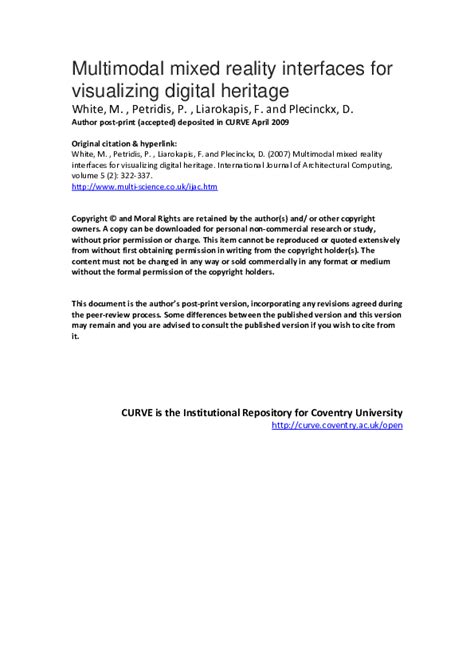 Pdf Multimodal Mixed Reality Interfaces For Visualizing Digital Heritage