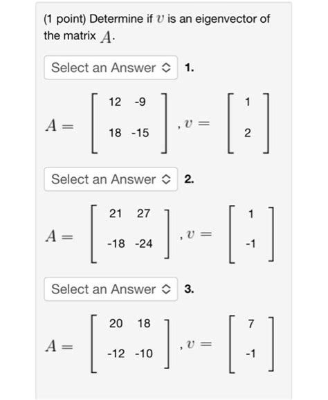 Solved Point Determine If V Is An Eigenvector Of The Chegg