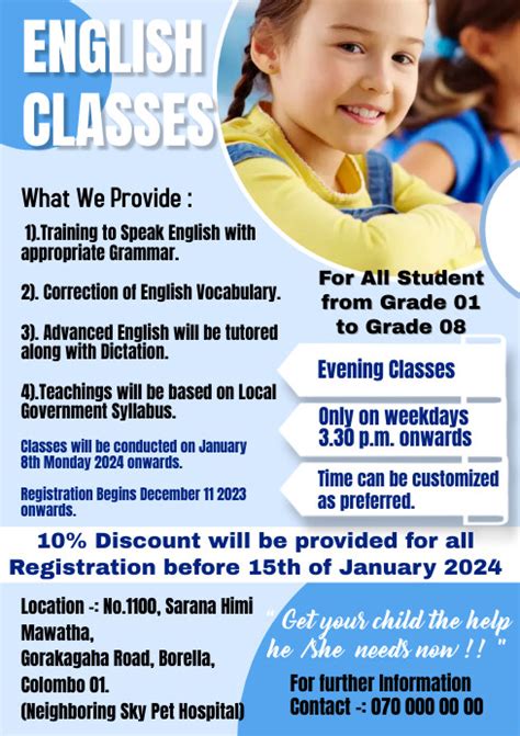 English Class Flyer Template Postermywall