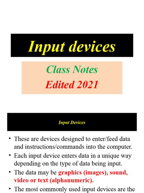 Input Devices Edited 2021 Pdf Image Scanner Cursor User Interface