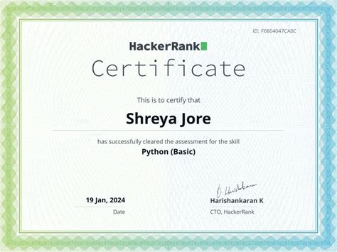 python certification hackerrank programming continuouslearning pythonskills shreya jore