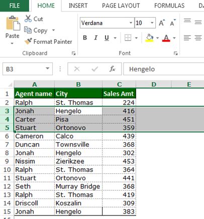 Selecting A Row Or Rows In Microsoft Excel
