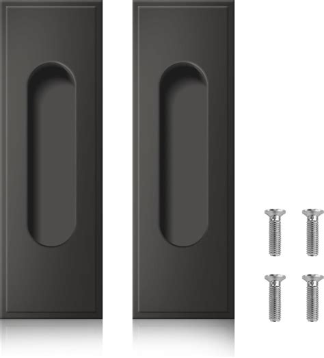 Recessed Cabinet Door Handles 2 Pack Matte Black Flush Pulls 128mm