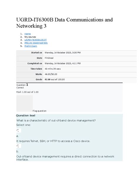 Ugrd It6300b Data Communications And Networking 3 Prelim Exam Ugrd It6300b Data Communications