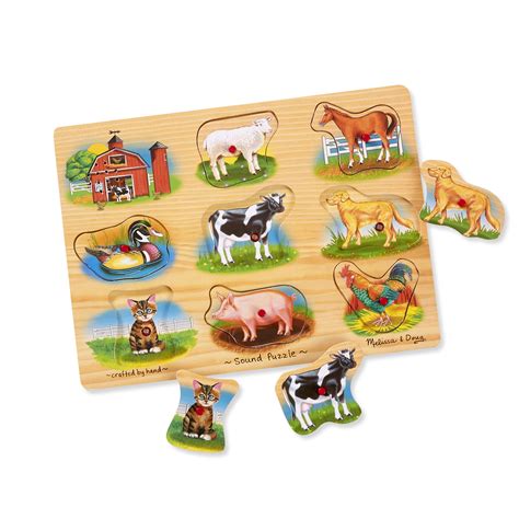 Melissa And Doug Farm Sound Puzzle Wooden Peg Puzzle With