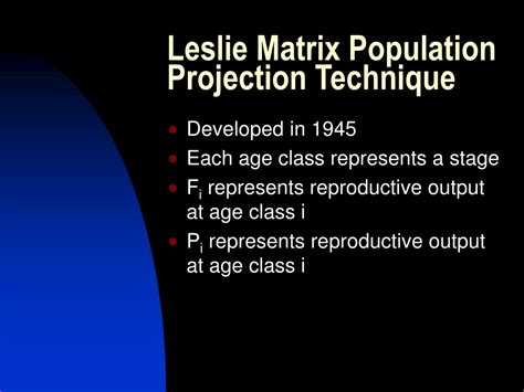 Ppt Stage Based Population Projection Matrices And The Power Of Linear Algebra Powerpoint