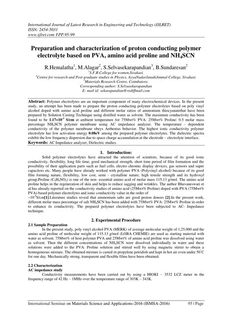 Pdf Preparation And Characterization Of Proton Conducting Polymer Electrolyte Based On Pva