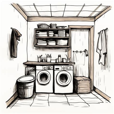 Simple Hand Drawn Sketch Of A Utility Room Design Stock Illustration Illustration Of Primitive