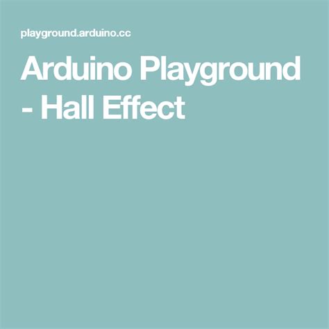 Arduino Playground Hall Effect